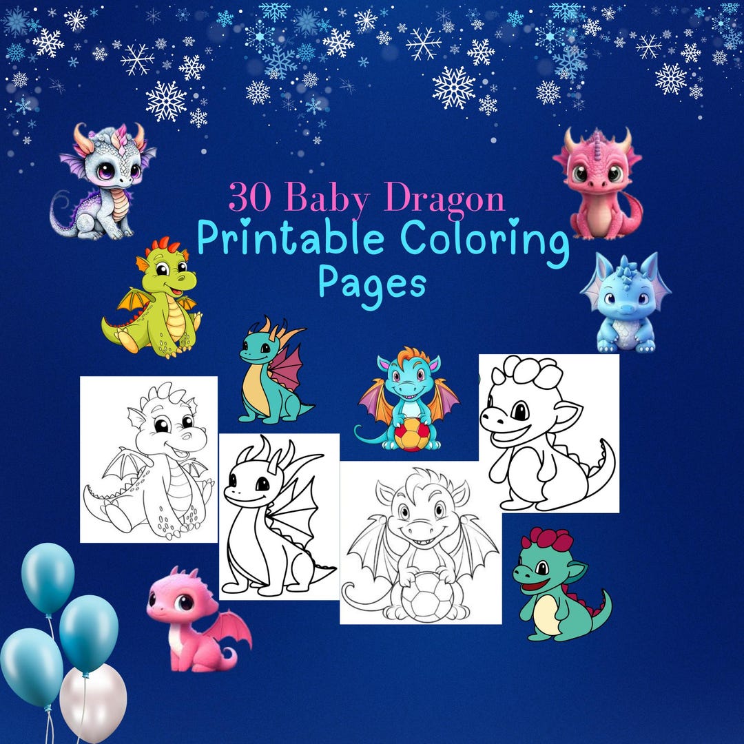 30 Baby Dragon Coloring Pages for Kids : Digital Download (PDF Download ...