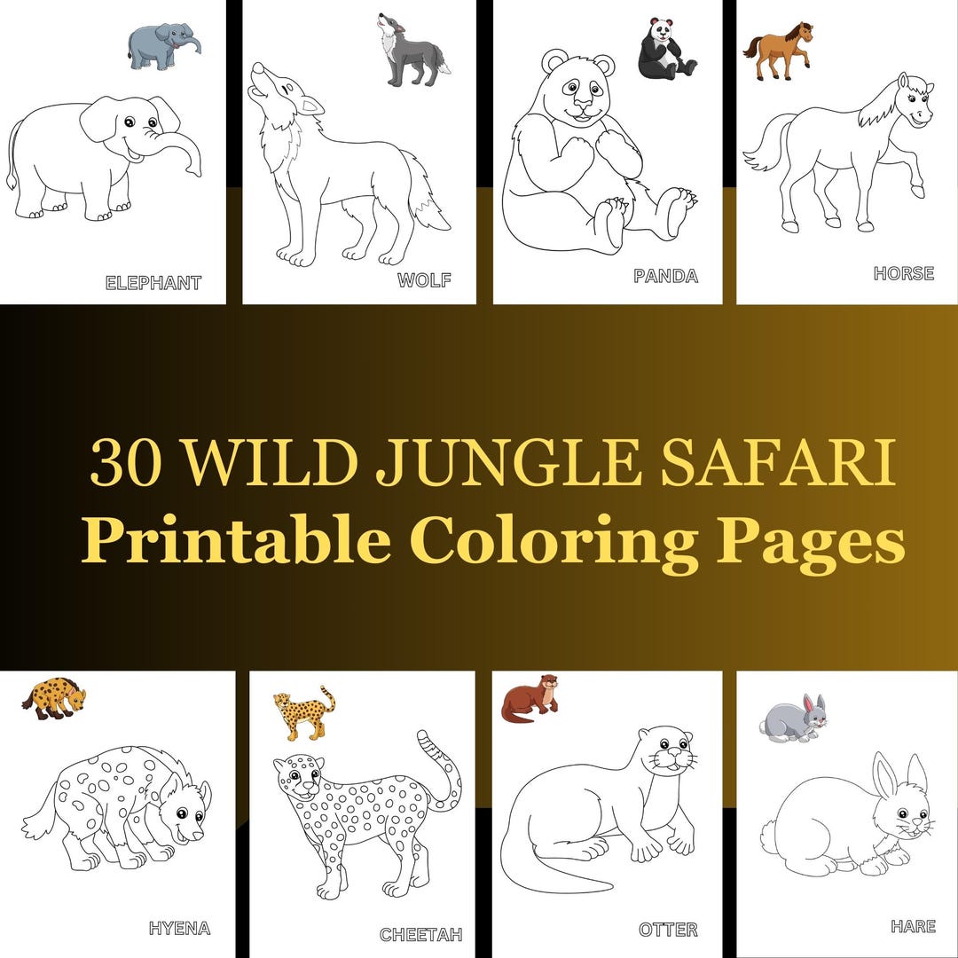 Jungle Safari Coloring Pages for Kids :30 Printable Page(pdf Download ...