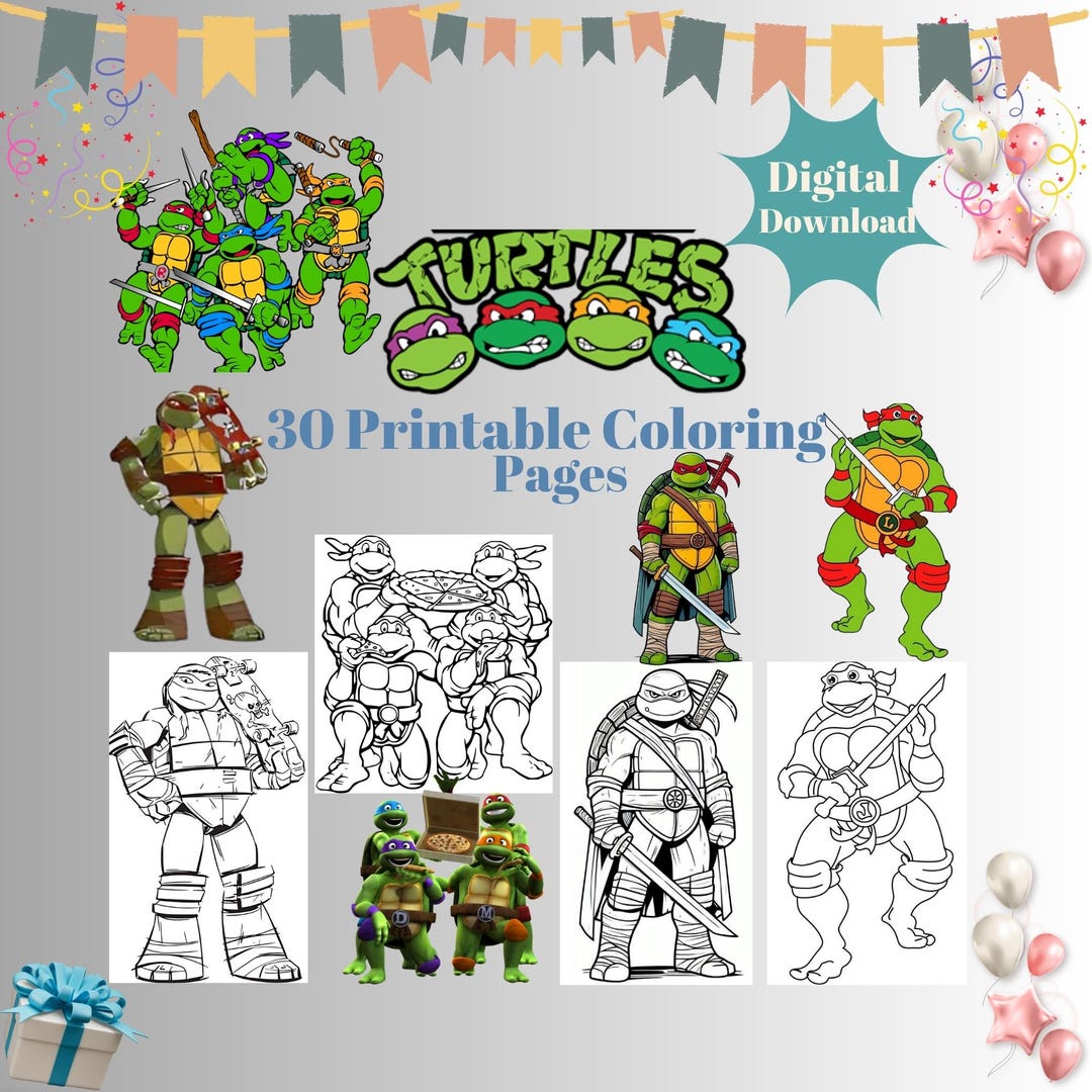 Ninja Turtle Coloring Pages : 30 Printable Designs for Kids ( PDF ...