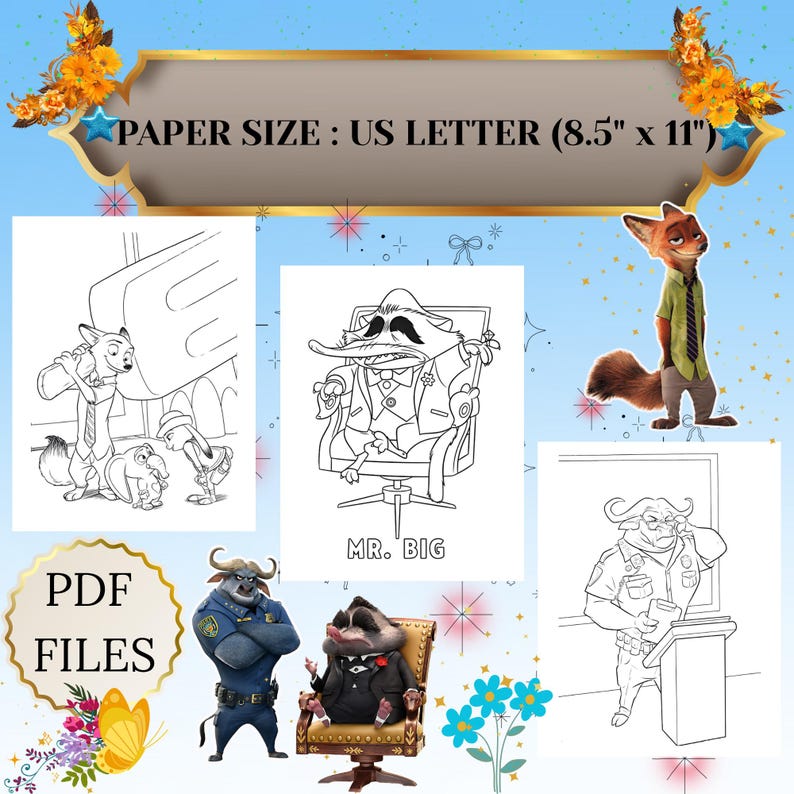 Zootopia 2 Coloring Pages for Kids: 30 Simple Design( PDF Download ...