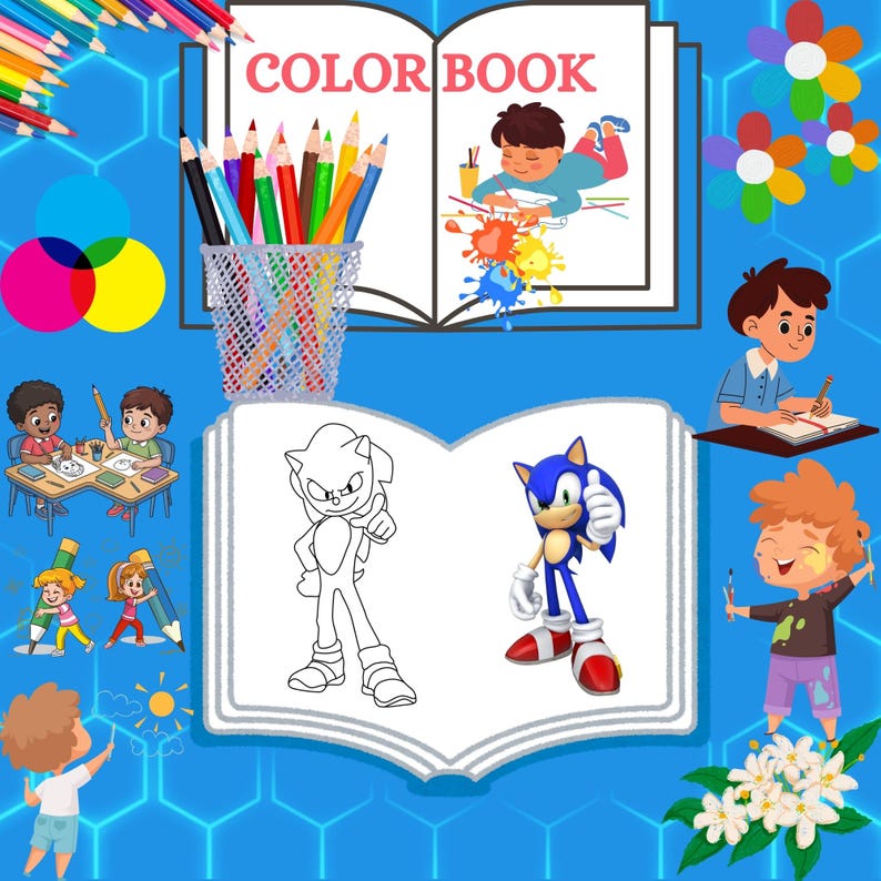 Sonic3 Coloring Pages for Kids: 30 Simple Design( PDF Download) Digital ...