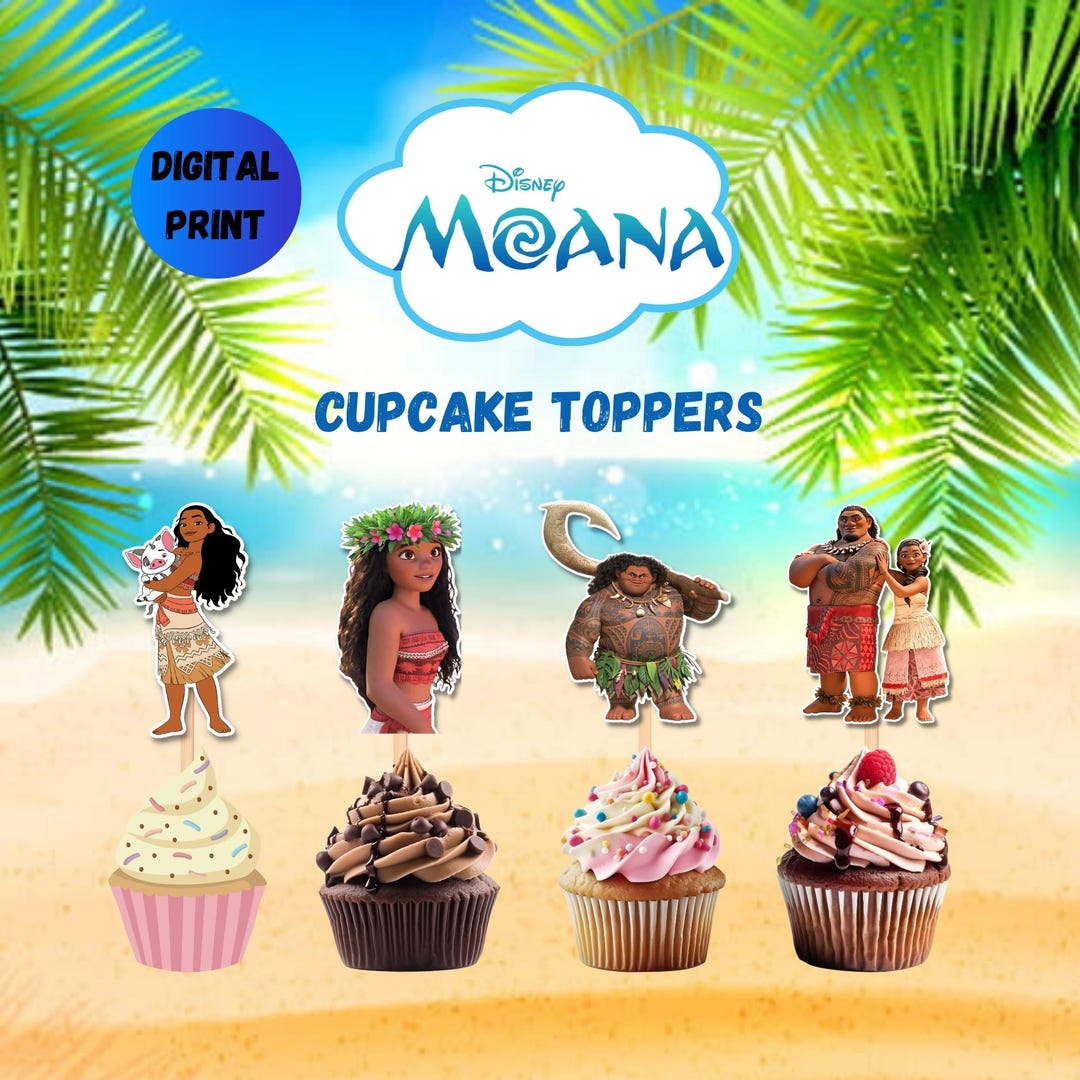 Moana Cupcake Topper, Cake Toppers, Decoration, Instant Digital ...