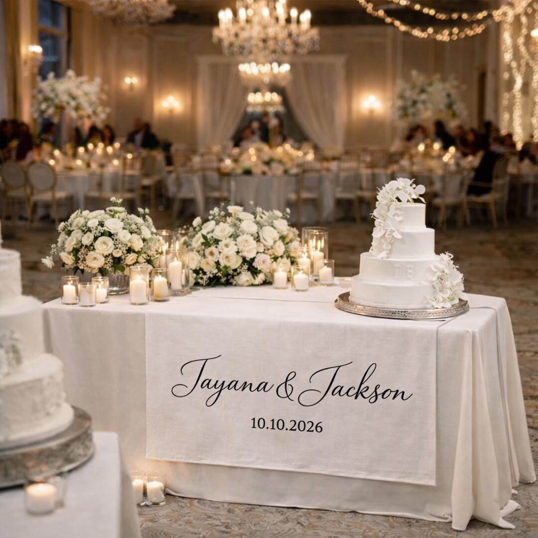 Custom Wedding Table Runner, Fabric Welcome Banner, Modern Outdoor ...