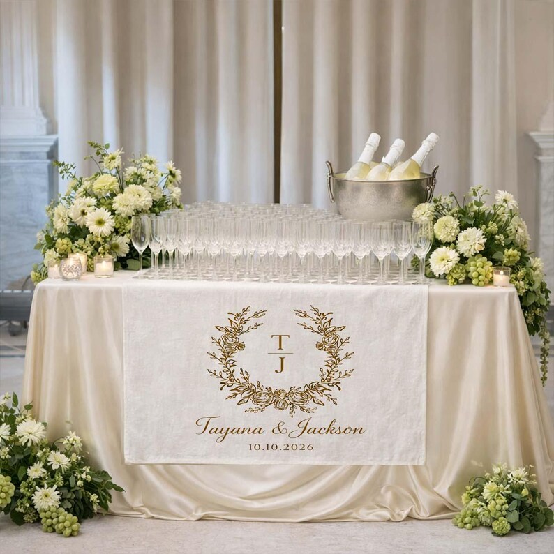 Personalized Wedding Table Runner, Custom Monogram Sweetheart Table ...