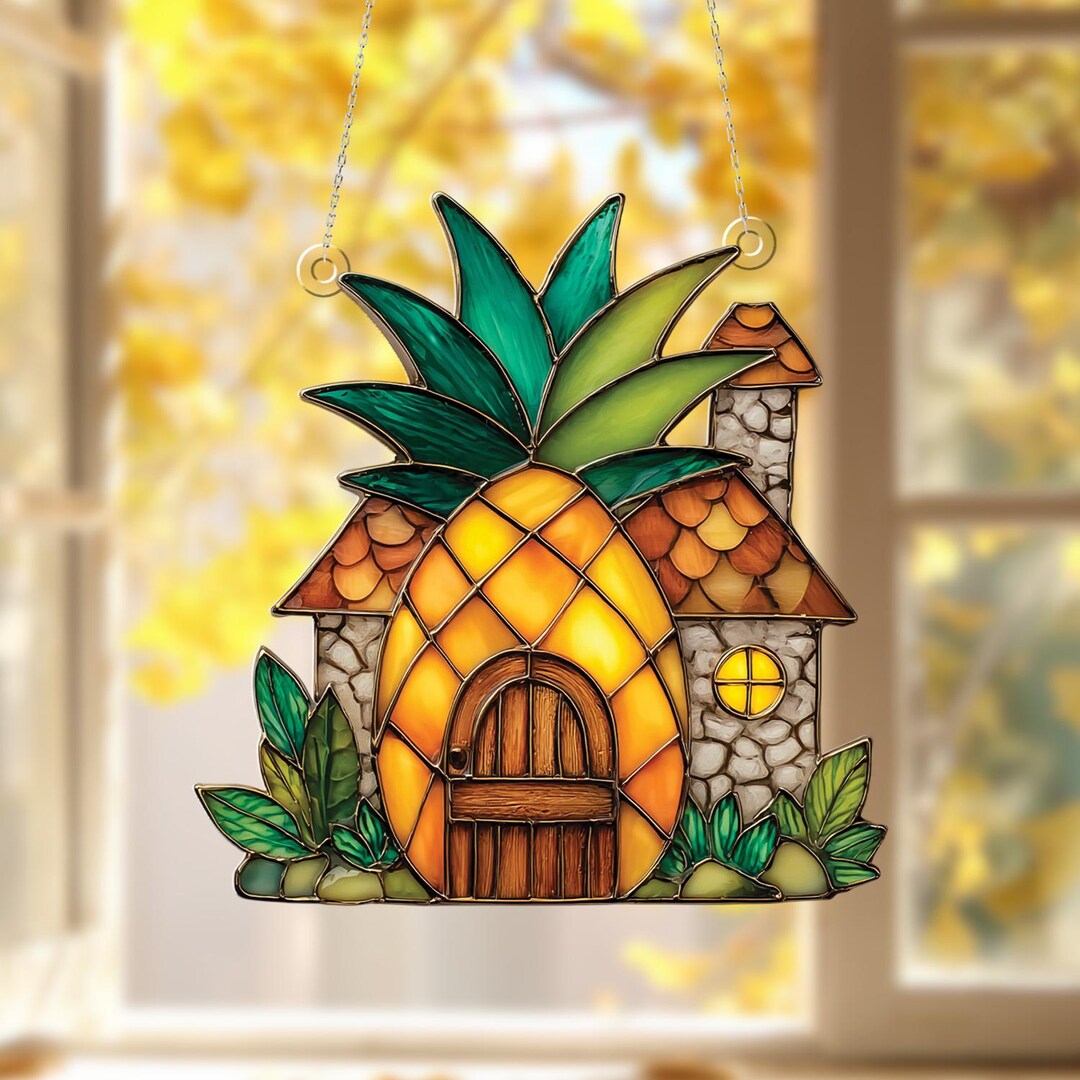 Pineapple House Window Hanging Decor, Tropical Home Ornament, Unique ...