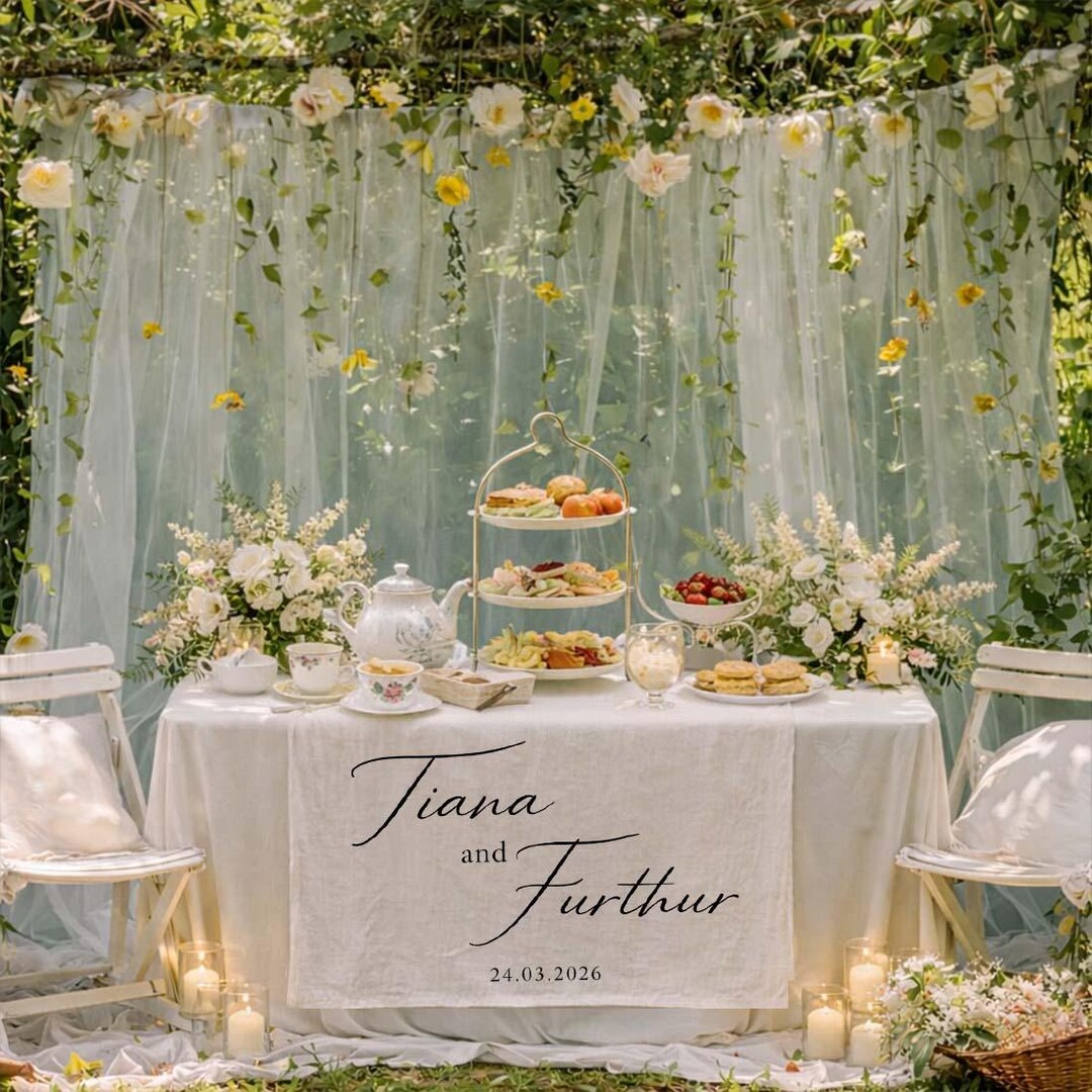 Custom Sweetheart Table Signs – Fabric Wedding Table Runner ...