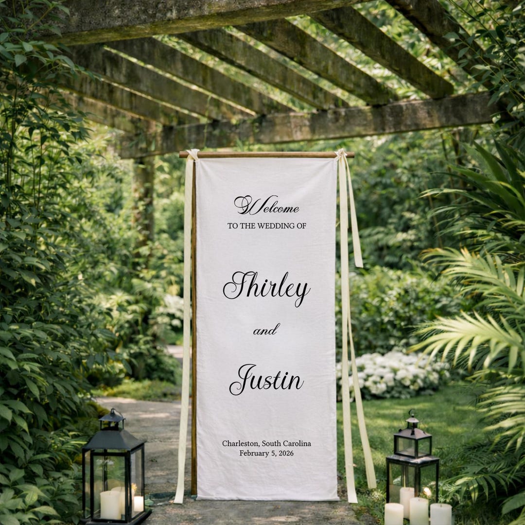 Personalized Linen Welcome Sign – Custom Fabric Wedding Signage, Rustic ...