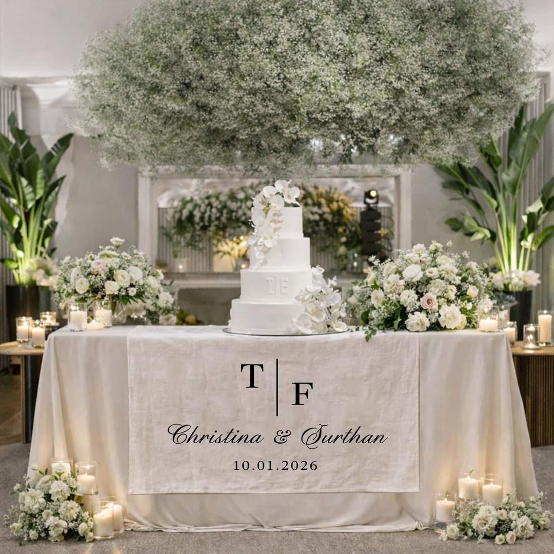 Personalized Wedding Table Runner With Monogram, Custom Linen ...
