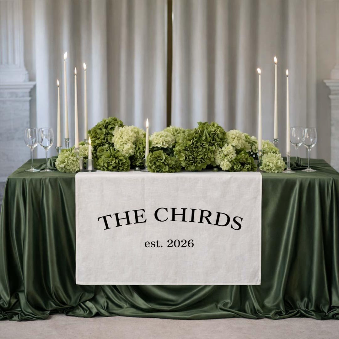 Custom Wedding Table Sign: Personalized Linen Banner, Established Date ...