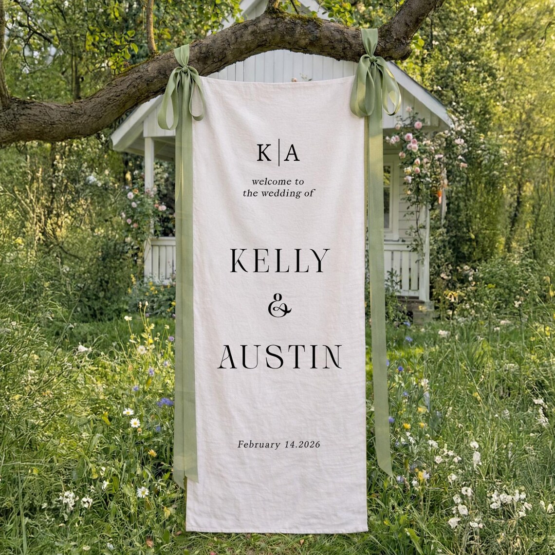 Custom Linen Wedding Sign, Fabric Wedding Sign, Custom Welcome Sign ...