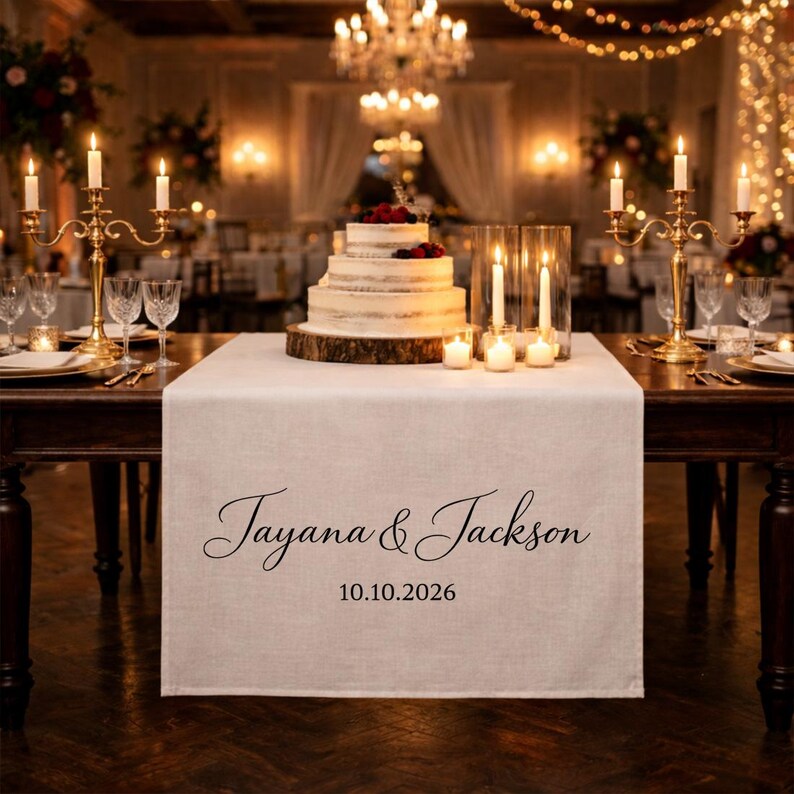 Custom Wedding Table Runner, Fabric Welcome Banner, Modern Outdoor ...