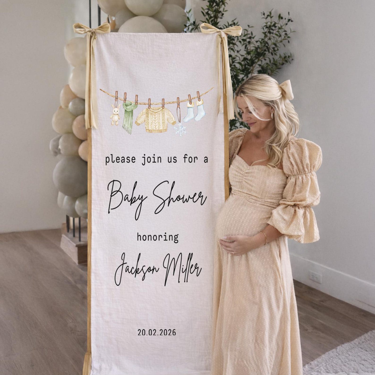 Personalized Baby Shower Welcome Banner, Fabric Sign - Etsy