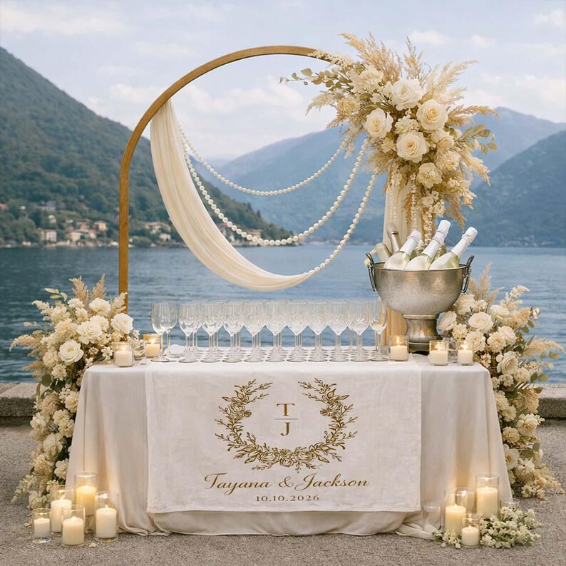 Personalized Wedding Table Runner, Custom Monogram Sweetheart Table ...