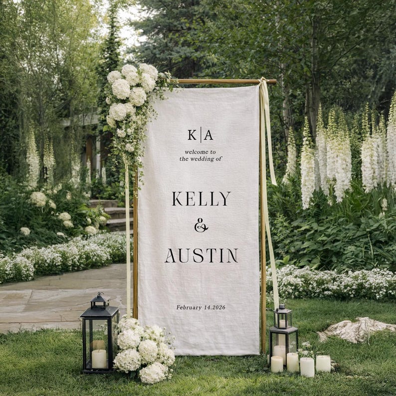 Custom Linen Wedding Sign, Fabric Wedding Sign, Custom Welcome Sign ...