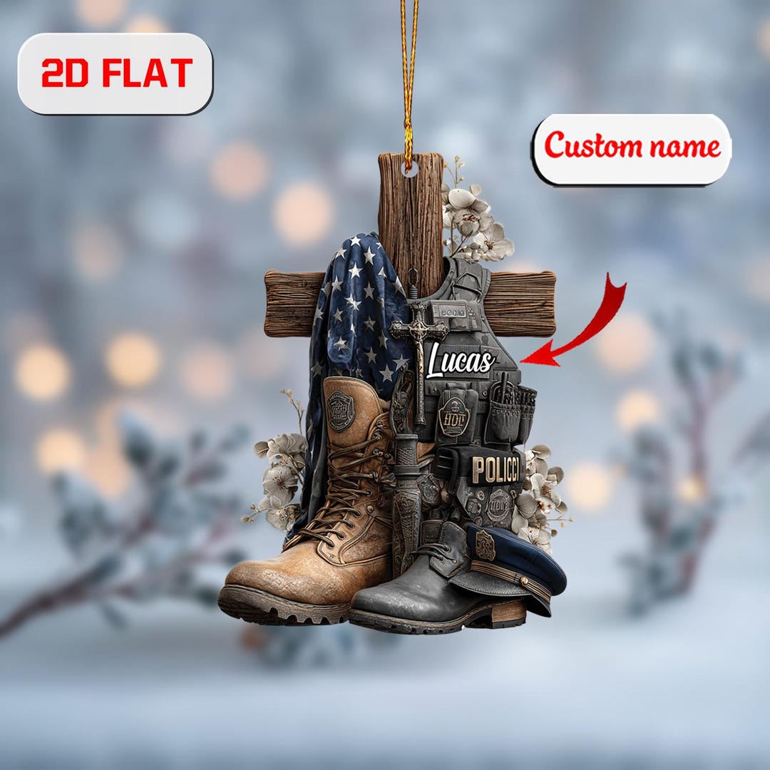 Custom Police Officer Ornament,2d Acrylic Memorial Ornament,thin Blue ...