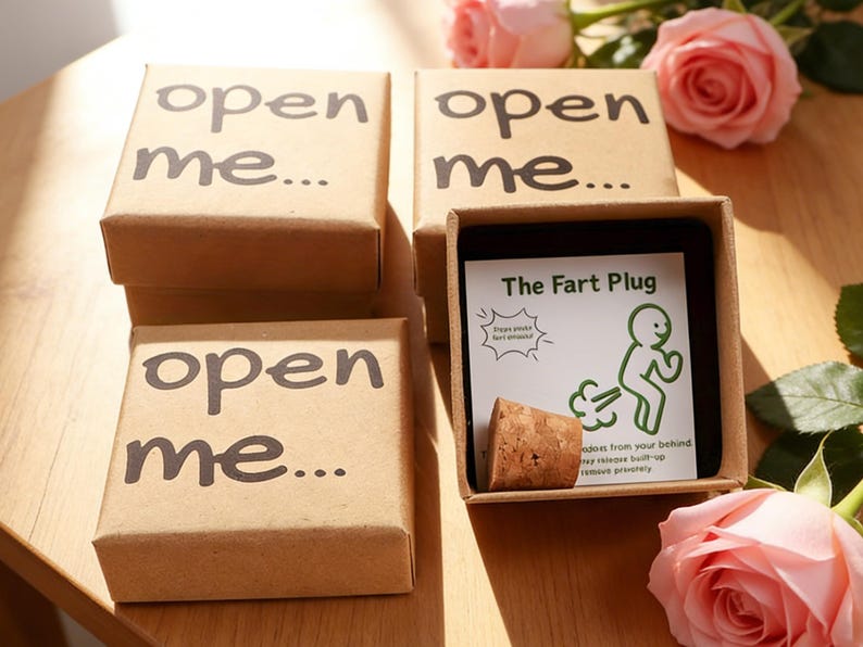 Funny Fart Plug Gift Box With Cartoon Characters and Humorous Phrases ...