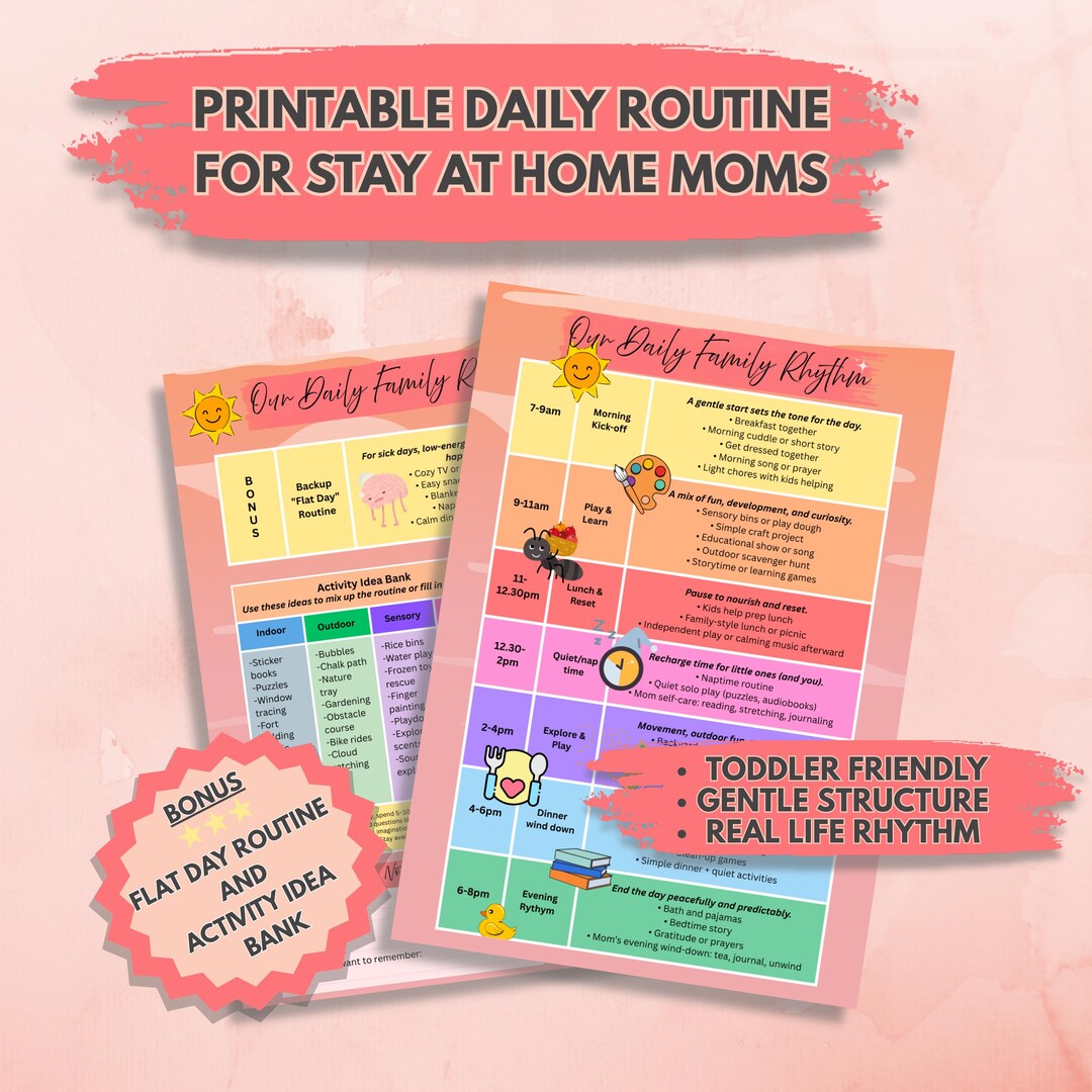 Printable Routine for Busy Moms | Daily Toddler and Kids Schedule PDF ...