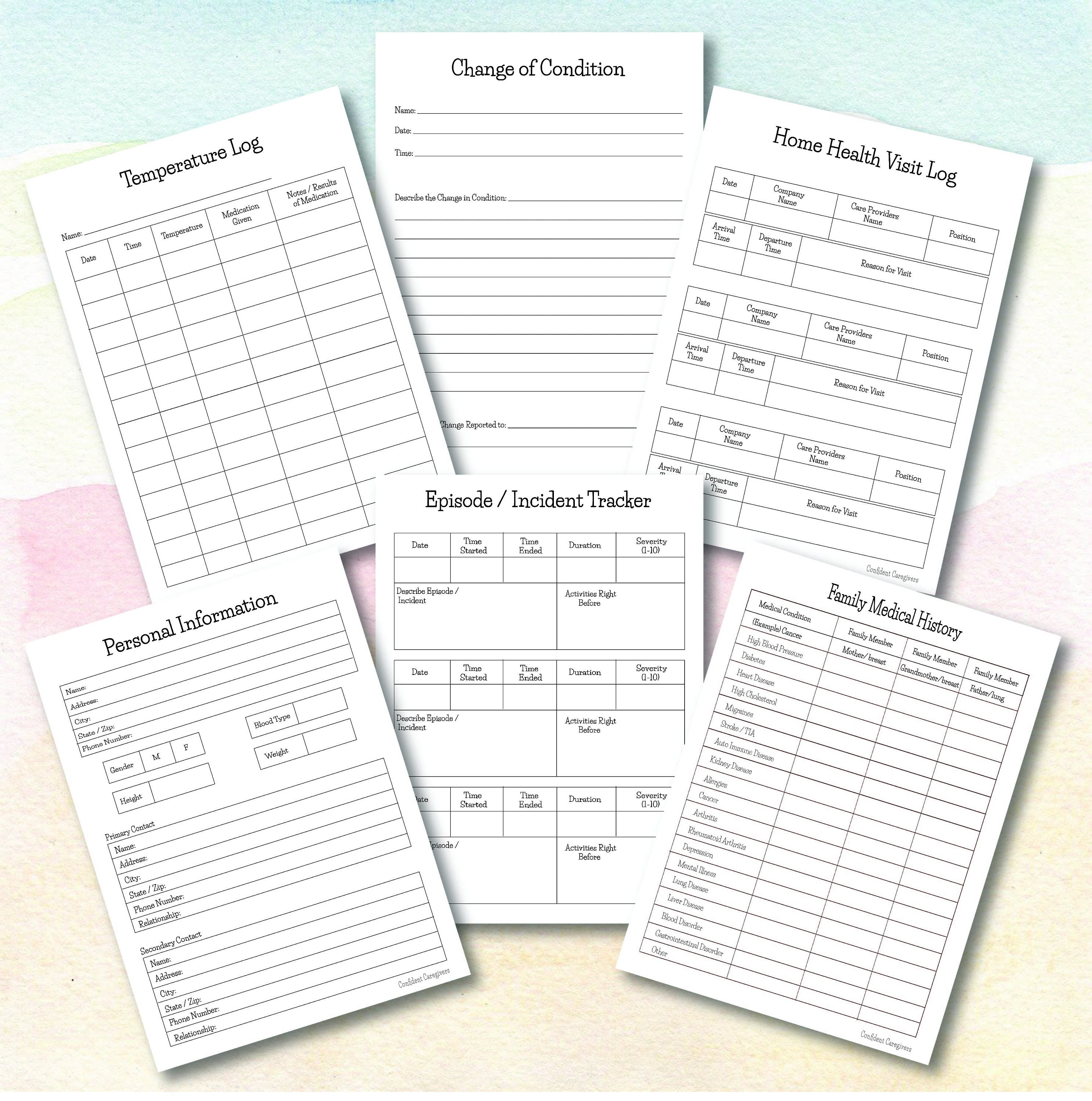 Caregiving / Home Health Record Keeping Forms - Etsy