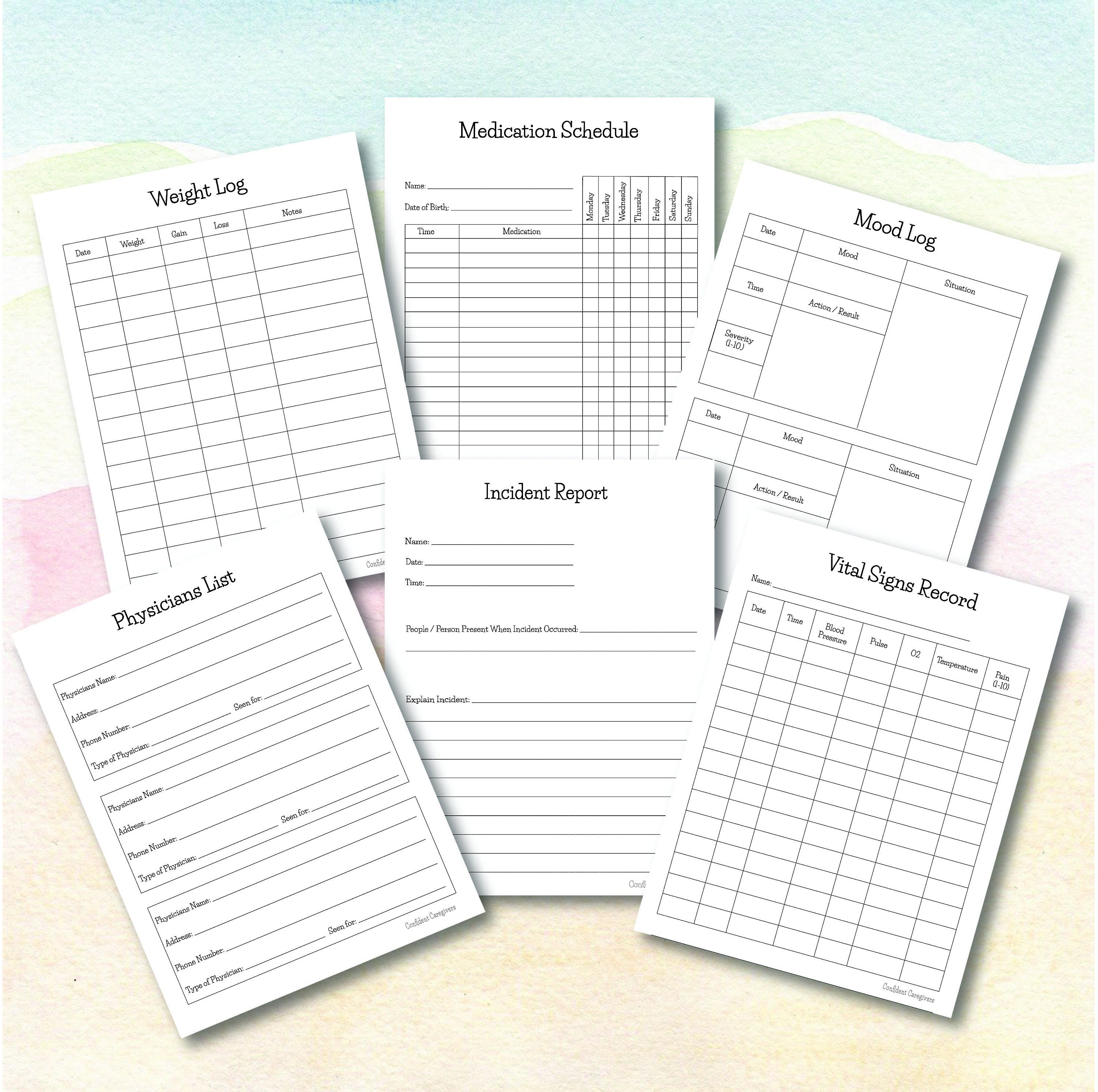 Caregiving / Home Health Record Keeping Forms - Etsy