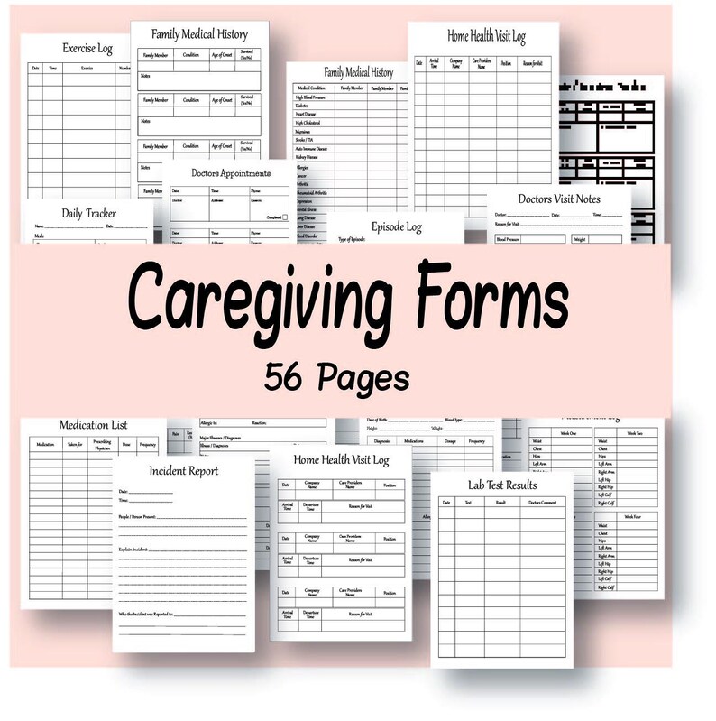 Caregiving / Home Health Record Keeping Forms - Etsy