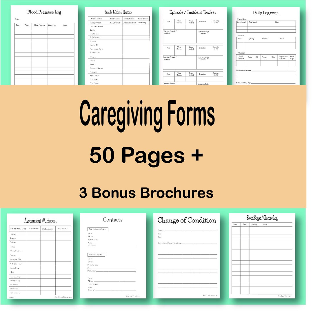 Caregiving / Home Health Record Keeping Forms - Etsy