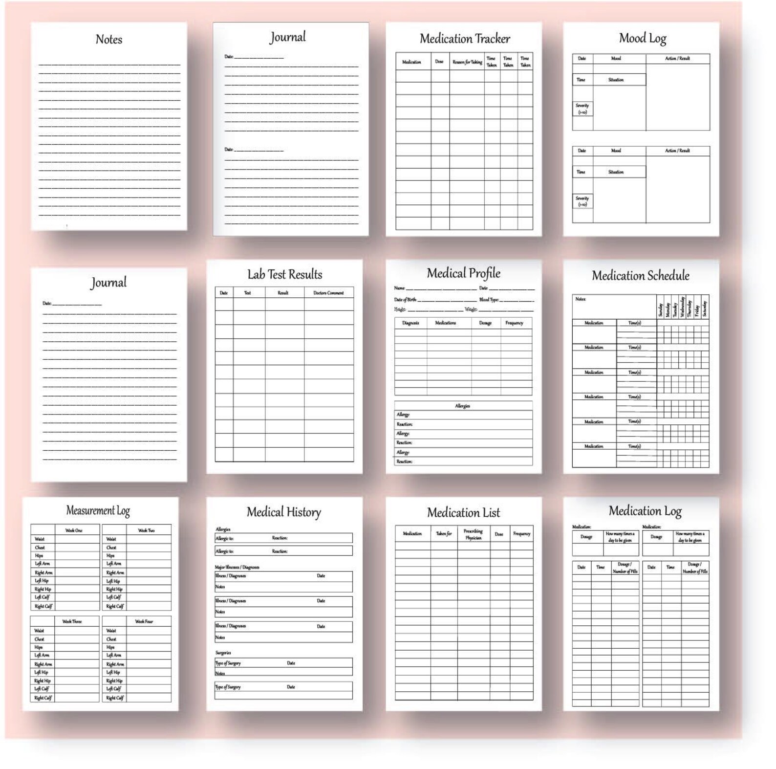 Caregiving / Home Health Record Keeping Forms - Etsy