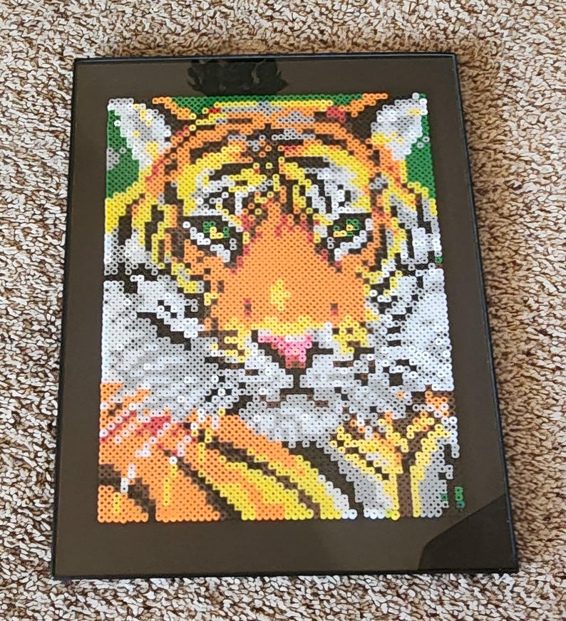 Tiger Art, Perler Bead Artwork, Tiger Perler Bead Art - Etsy