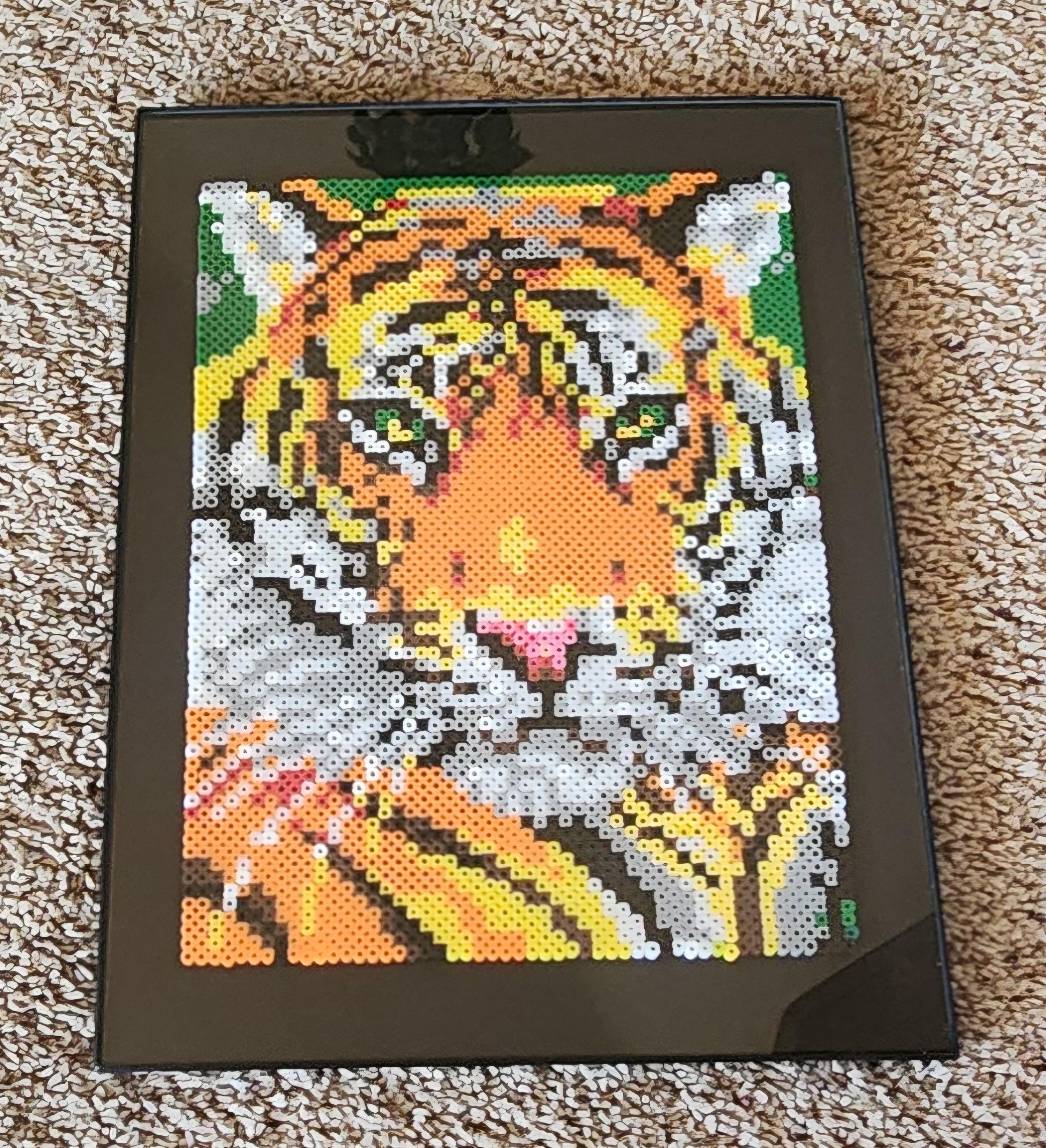 Tiger Art, Perler Bead Artwork, Tiger Perler Bead Art - Etsy