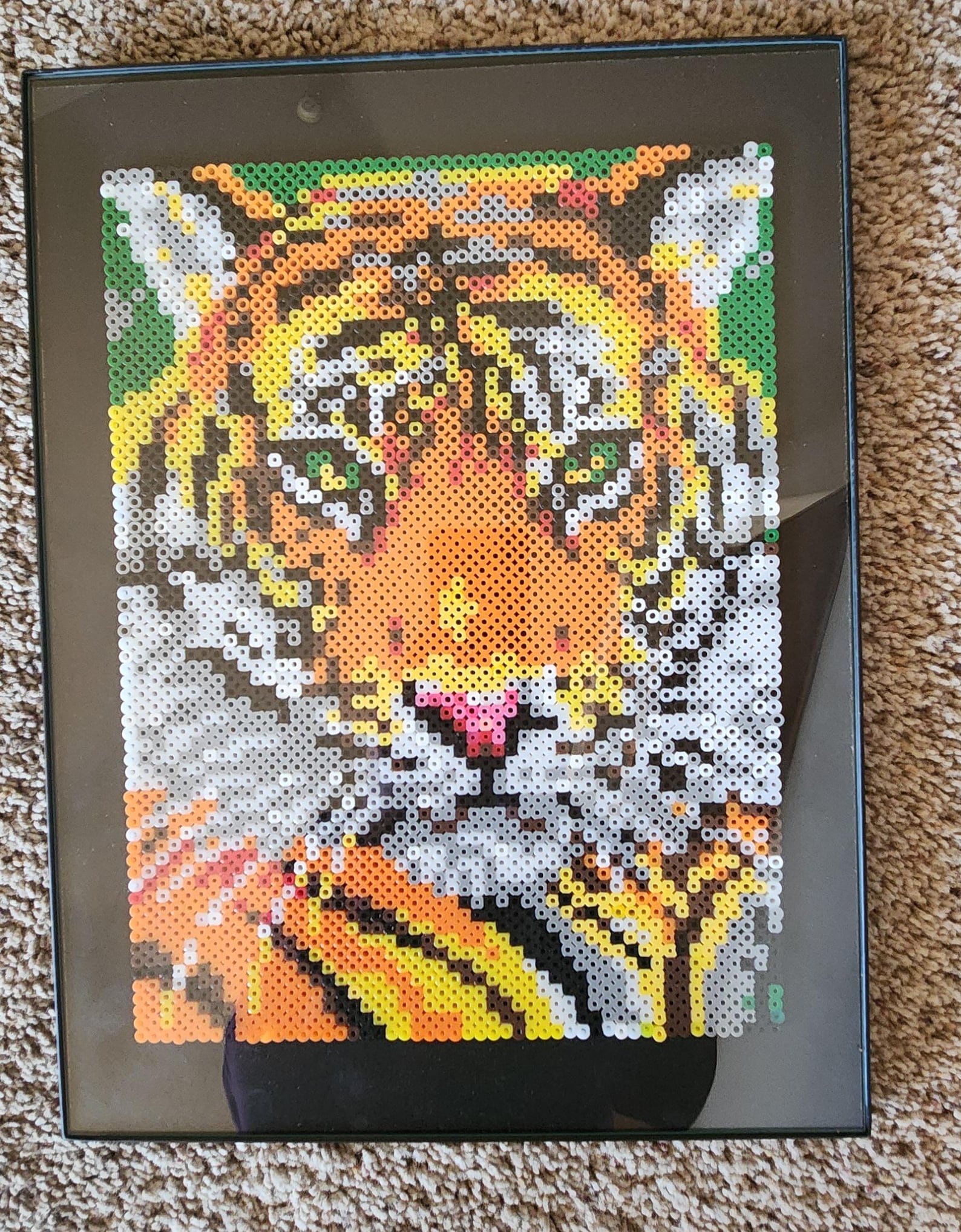 Tiger Art, Perler Bead Artwork, Tiger Perler Bead Art - Etsy