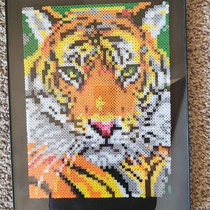 Tiger Art, Perler Bead Artwork, Tiger Perler Bead Art - Etsy