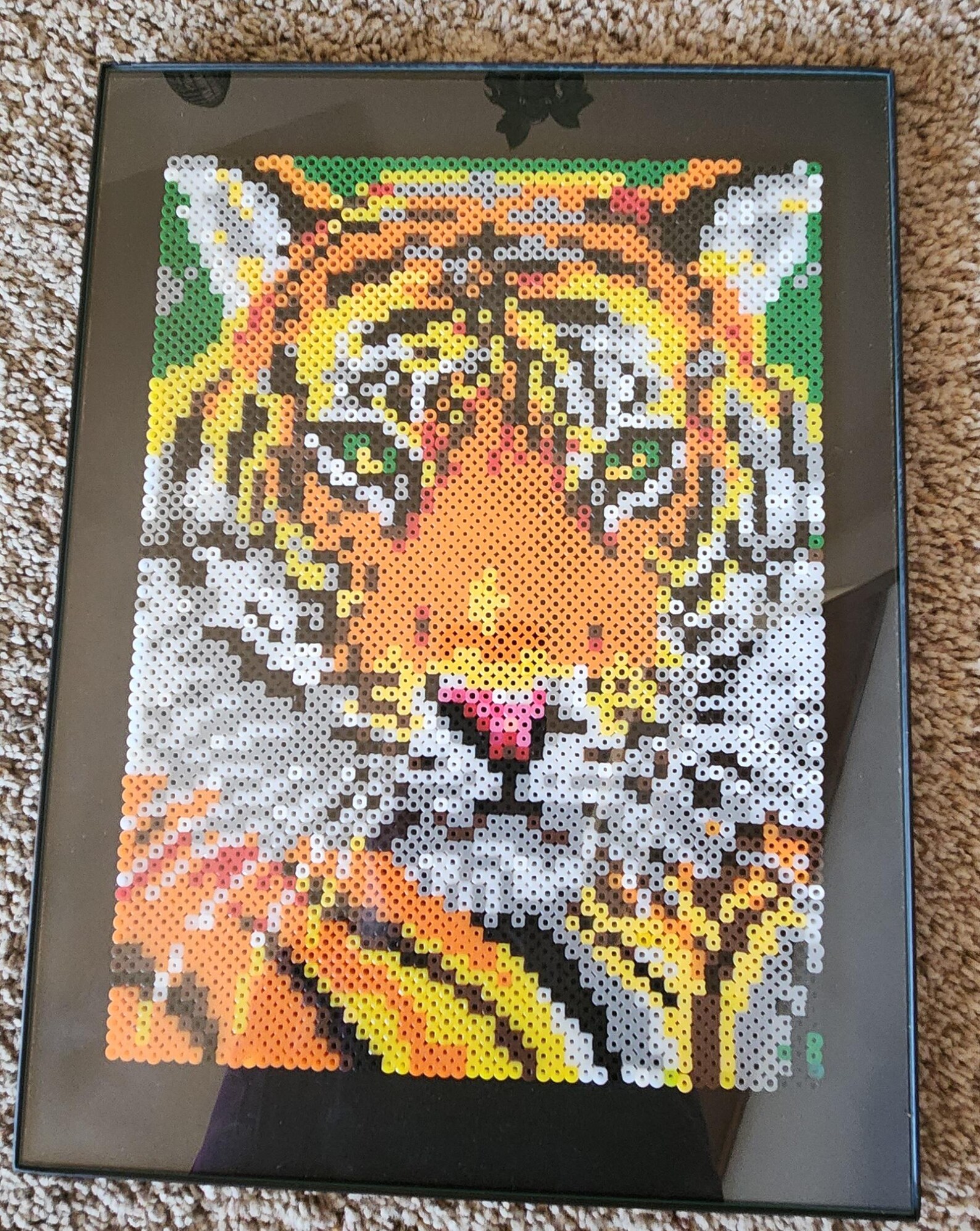 Tiger Art, Perler Bead Artwork, Tiger Perler Bead Art - Etsy