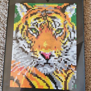 Tiger Art, Perler Bead Artwork, Tiger Perler Bead Art - Etsy