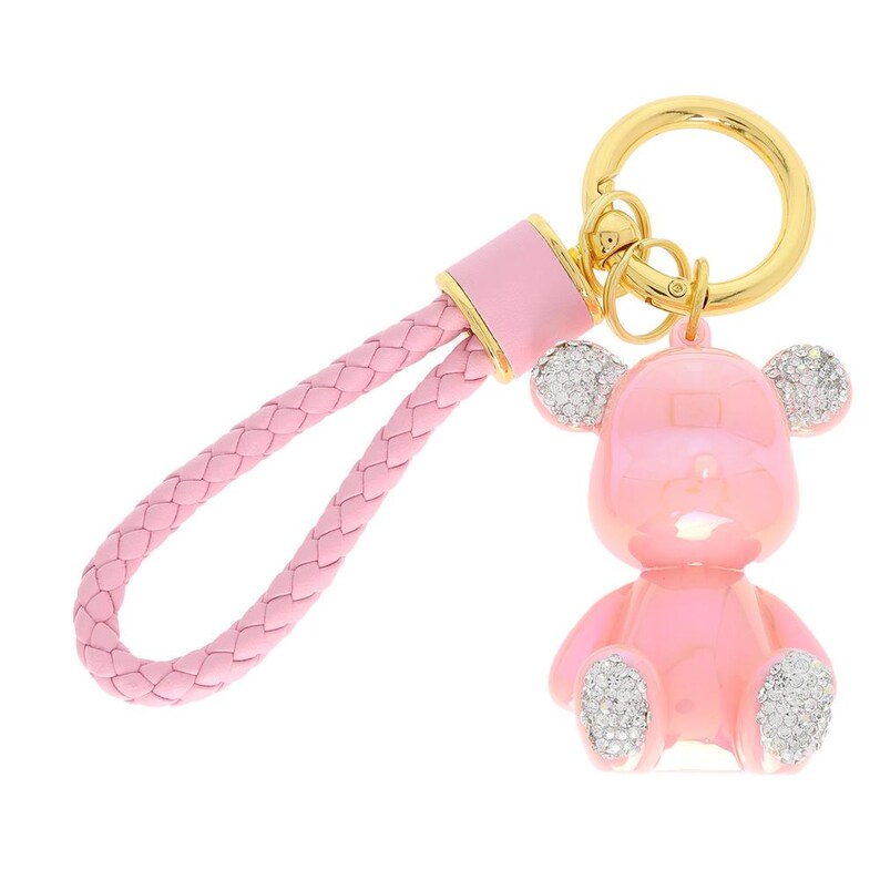 Sparkly Crystal Teddy Bear Keychain: Braided Wristlet Bag Charm - Etsy