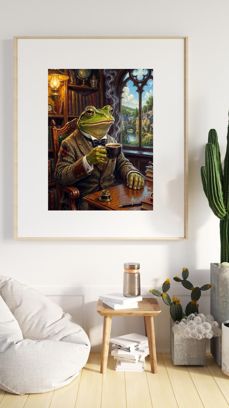 Frog Gentleman Coffee Wall Art | Dark Academia Anthropomorphic Animal ...