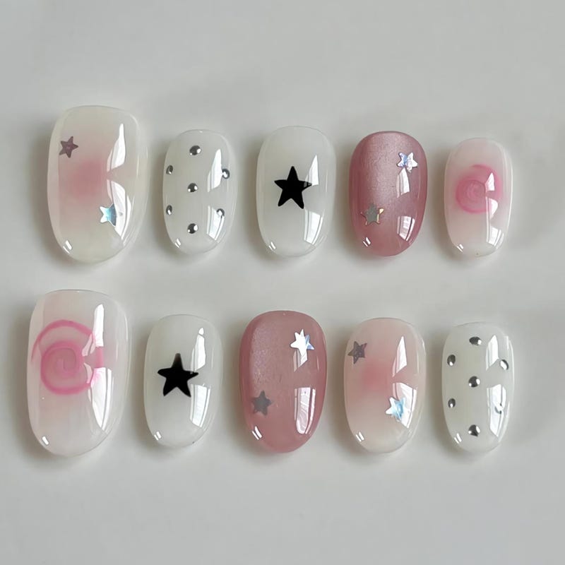 Coquette Nails Cat Eye - Etsy