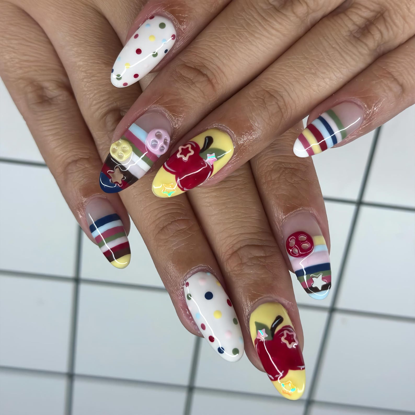 Colorful Candy Press on Nails, Kawaii Gummy Bear Nails, Cute Rainbow ...