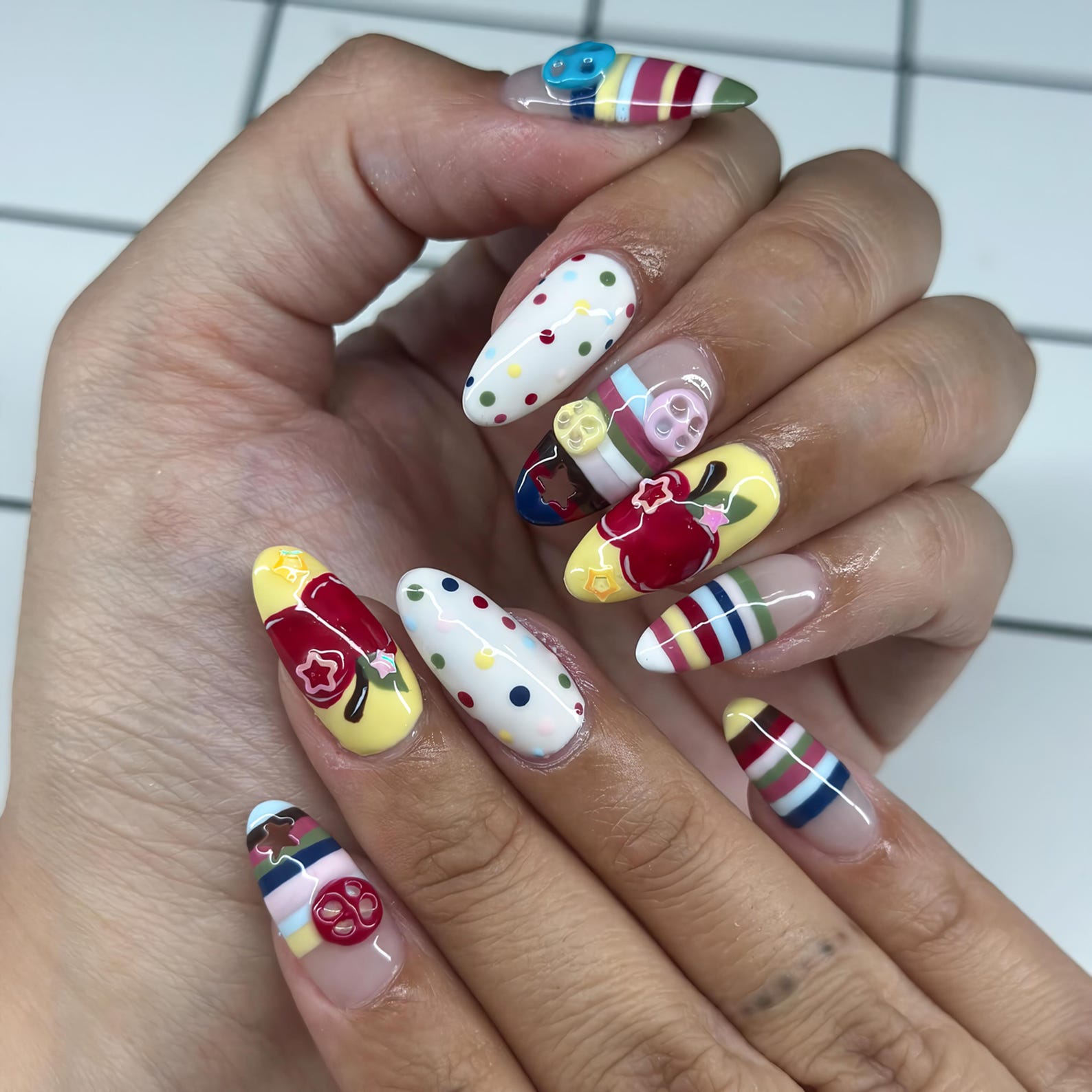 Colorful Candy Press on Nails, Kawaii Gummy Bear Nails, Cute Rainbow ...