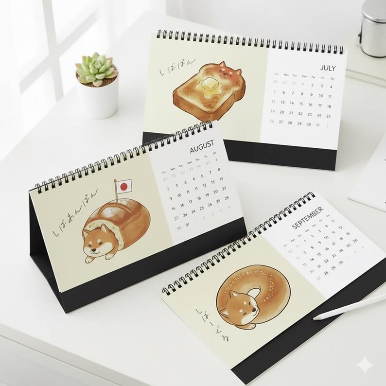 2026 Shiba Dog Loaf Desk Calendar – Cute Bakery-style Pup Art, Kawaii ...