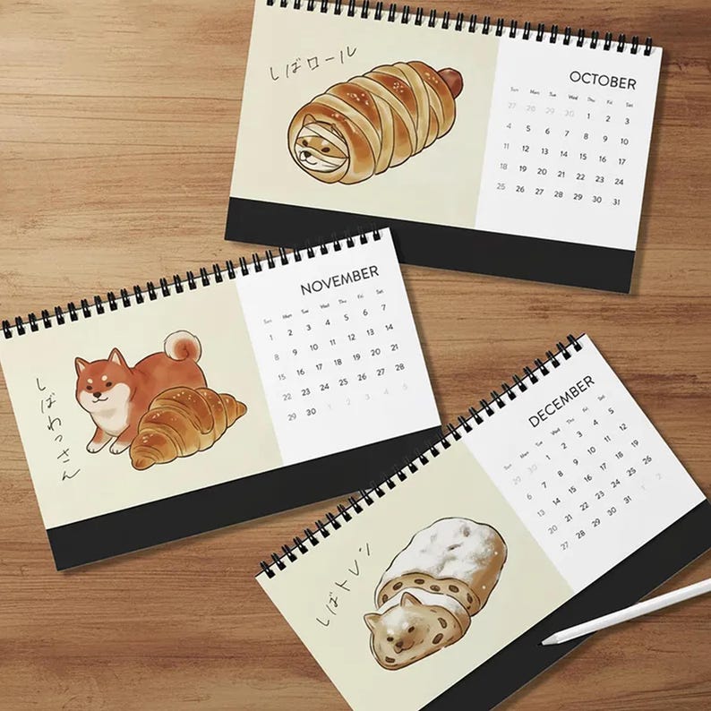 2026 Shiba Dog Loaf Desk Calendar – Cute Bakery-style Pup Art, Kawaii ...