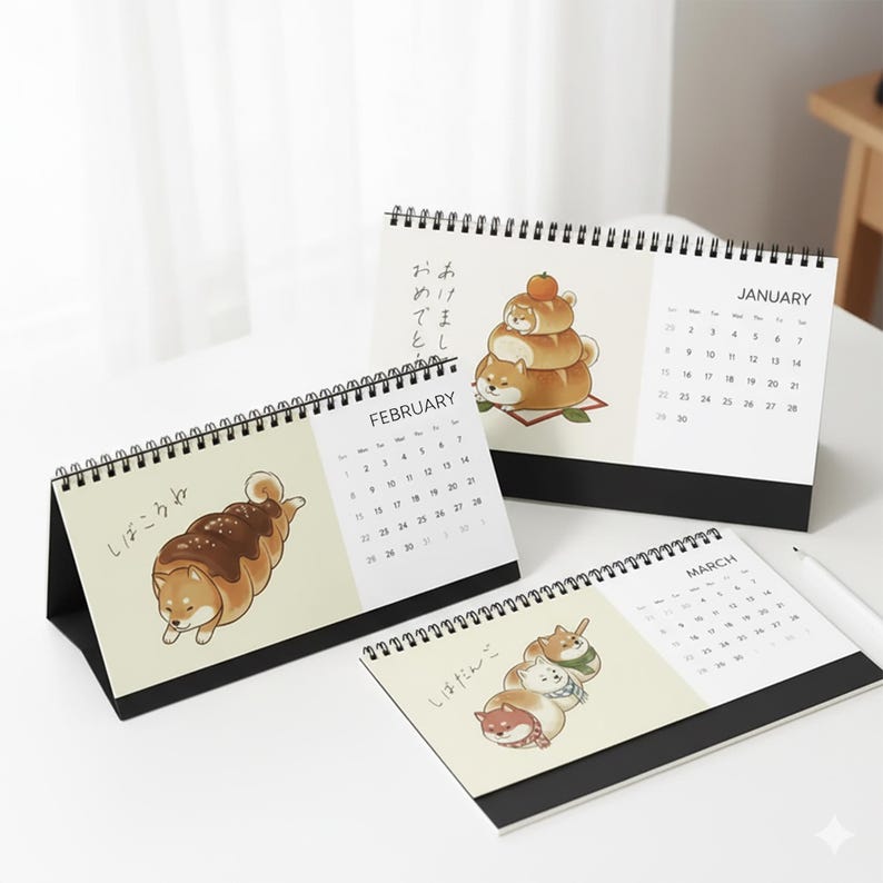 2026 Shiba Dog Loaf Desk Calendar – Cute Bakery-style Pup Art, Kawaii ...