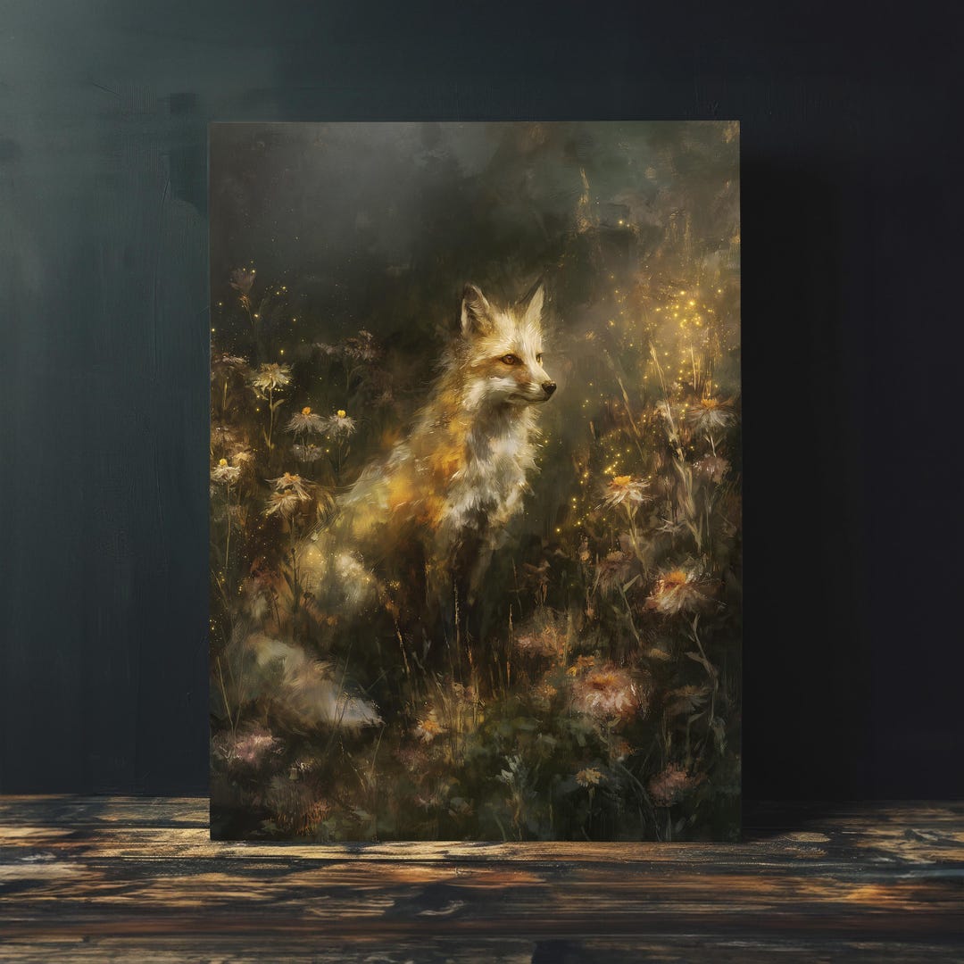 Dark Cottagecore Fox Art Print, Digital Download, Printable Wall Art ...