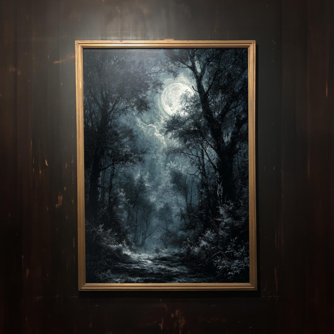 Moonlit Forest Glade Gothic Art Print, Digital Download, Printable Wall ...