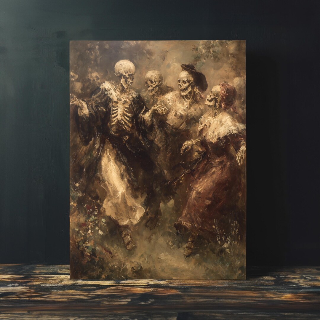 Dancing Skeletons Gothic Art Print, Digital Download, Printable Wall ...