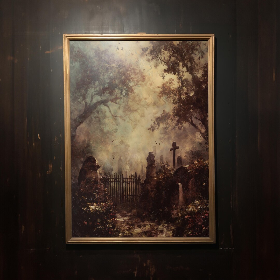 Victorian Gothic Cemetery Art Print, Digital Download, Printable Wall ...