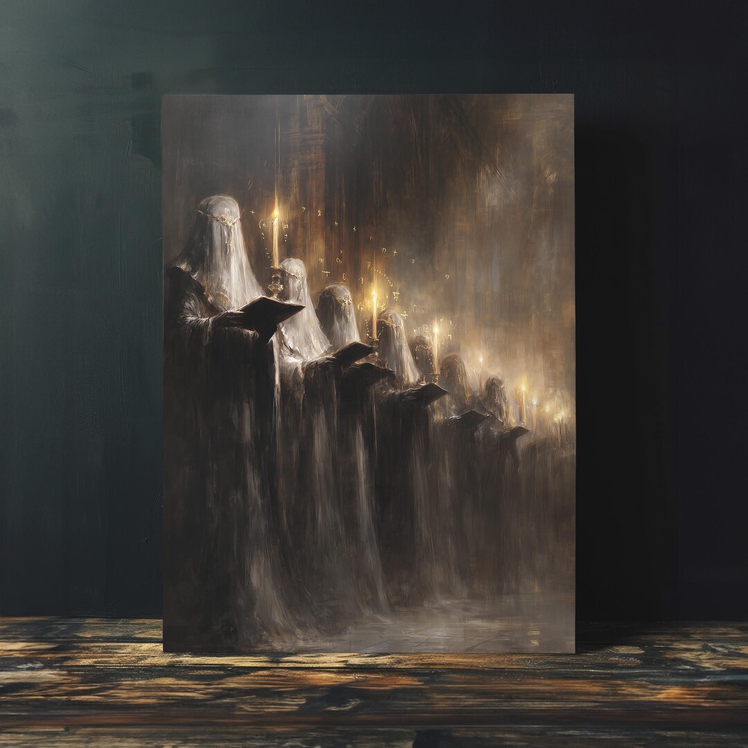 Medieval Cloister Monks Dark Academia Art Print, Digital Download ...