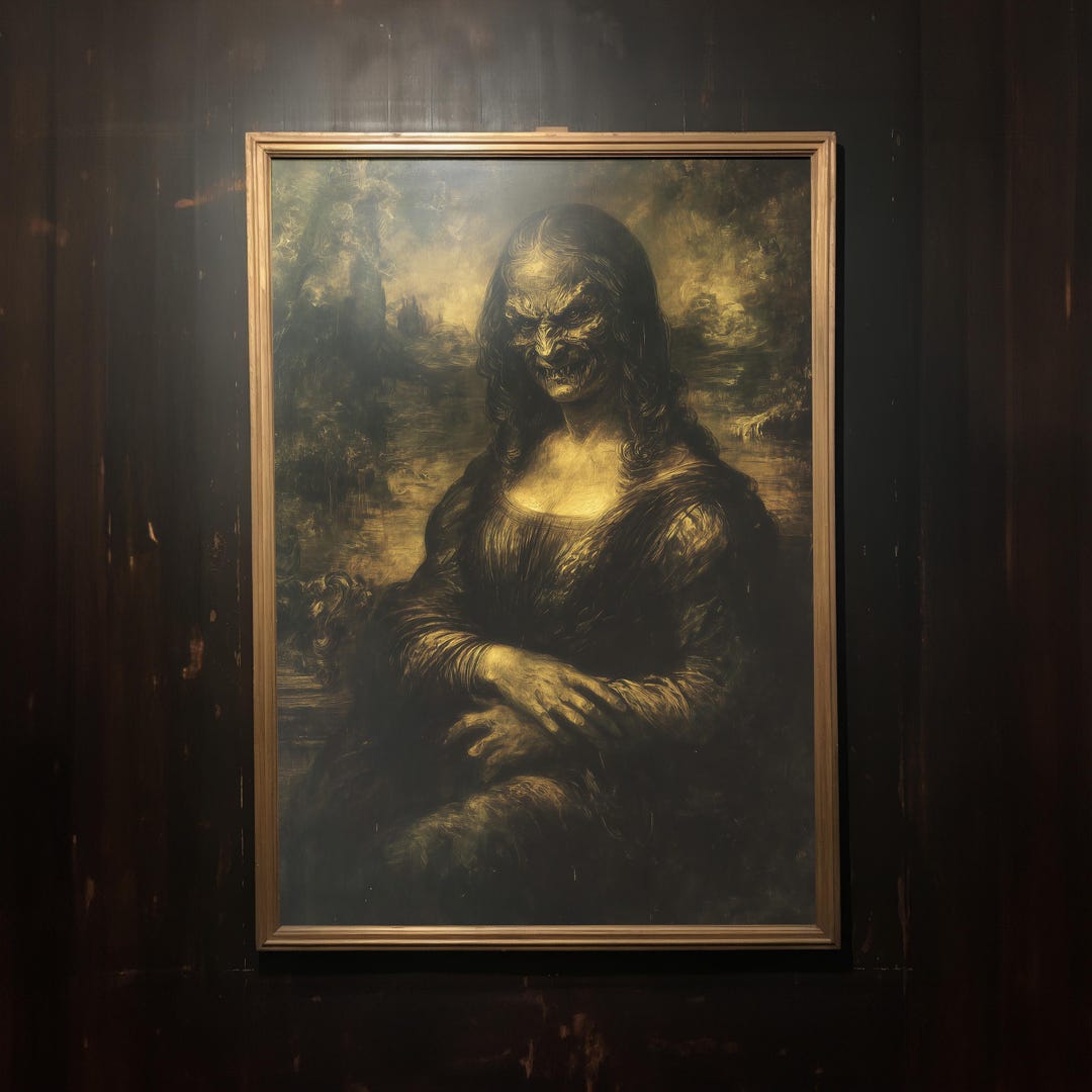 Haunted Mona Lisa Portrait Gothic Art Print, Digital Download Printable ...