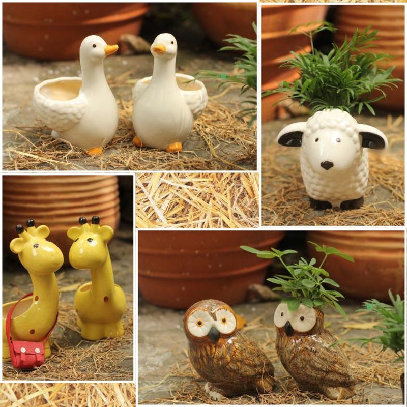 Ceramic Animal Planter - Etsy