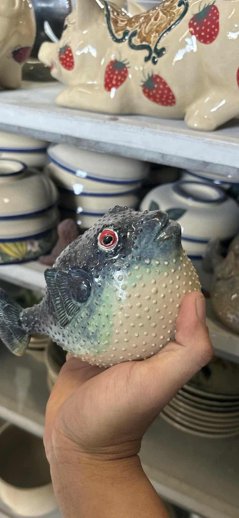 Handmade Ceramic Pufferfish Figurine, Ocean-inspired Coastal Decor ...