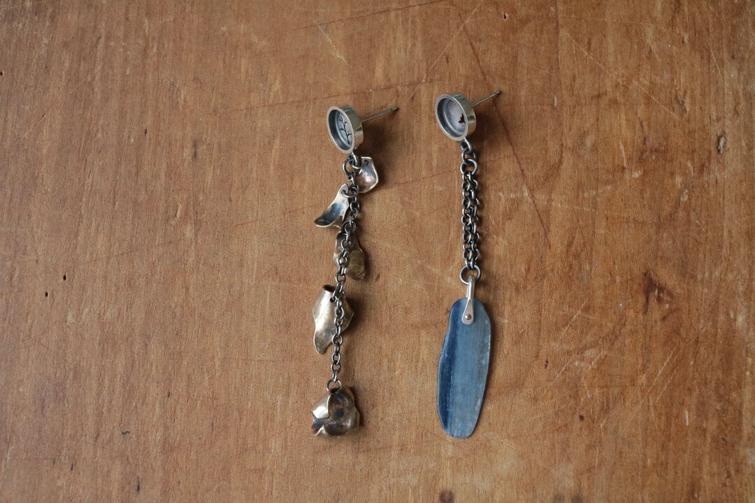 Asymmetrical Soaring Bird Tree Post Earrings One-of-a-kind - Etsy
