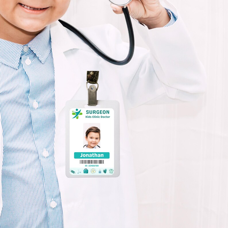 Surgeon ID Card Badge, Kids Junior Doctor, Medical Name Tag Canva ...